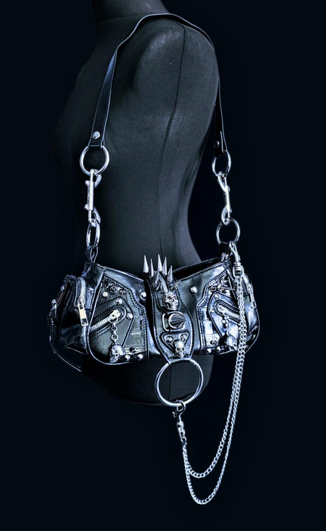 Goth Spike Bag, Spike Shoulder Bag, PU Leather Bag - Etsy