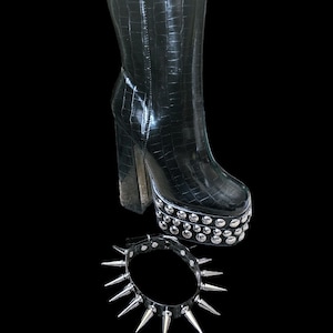Goth Boots / Punk Platform Boots/ Spiked Goth Boot /knee Length Boots ...
