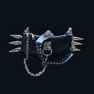 Spiked Shoulder Bag, Black Crossbody Bag, Goth Shoulder Bag, Punk Rock ...