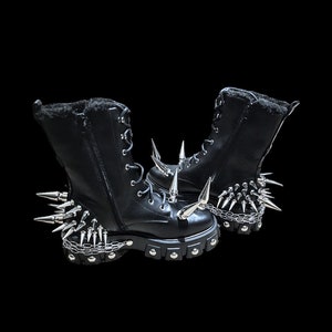 Goth Boots / Punk Platform Boots/ Spiked Goth Boot /knee Length Boots ...