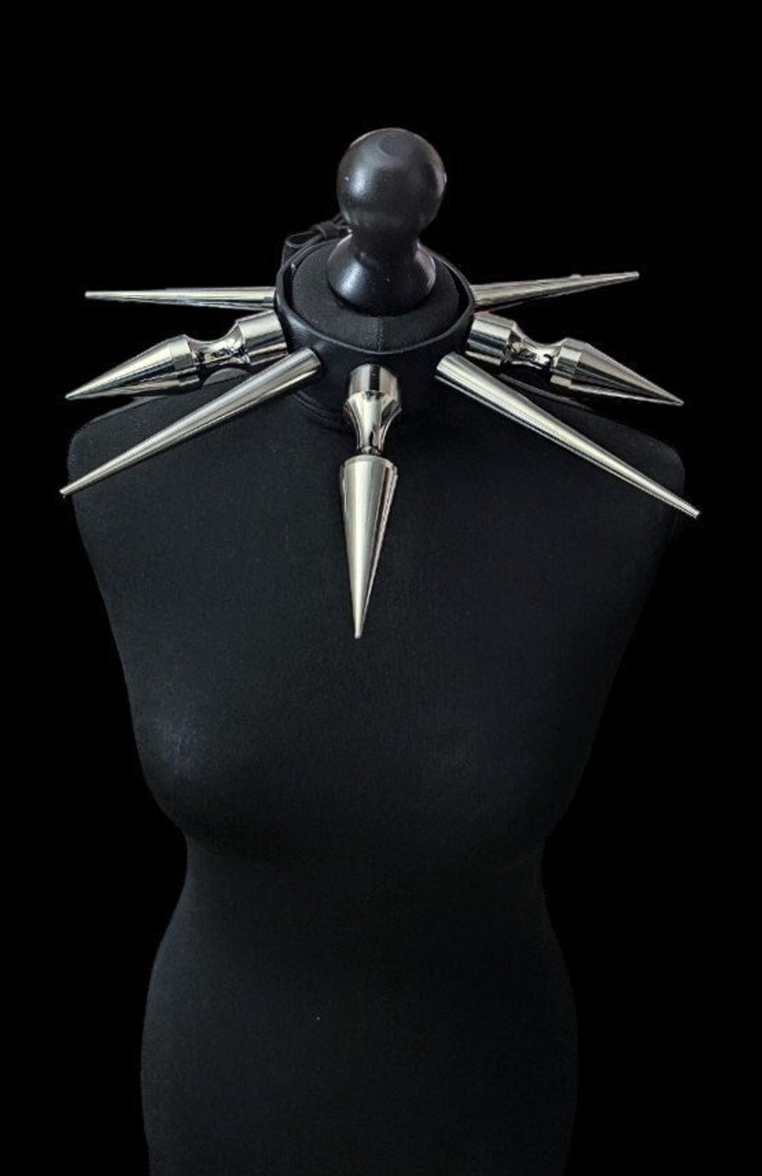 Spike Collar, Vegan Leather Choker, Goth Spiked Choker, Giant Spike ...