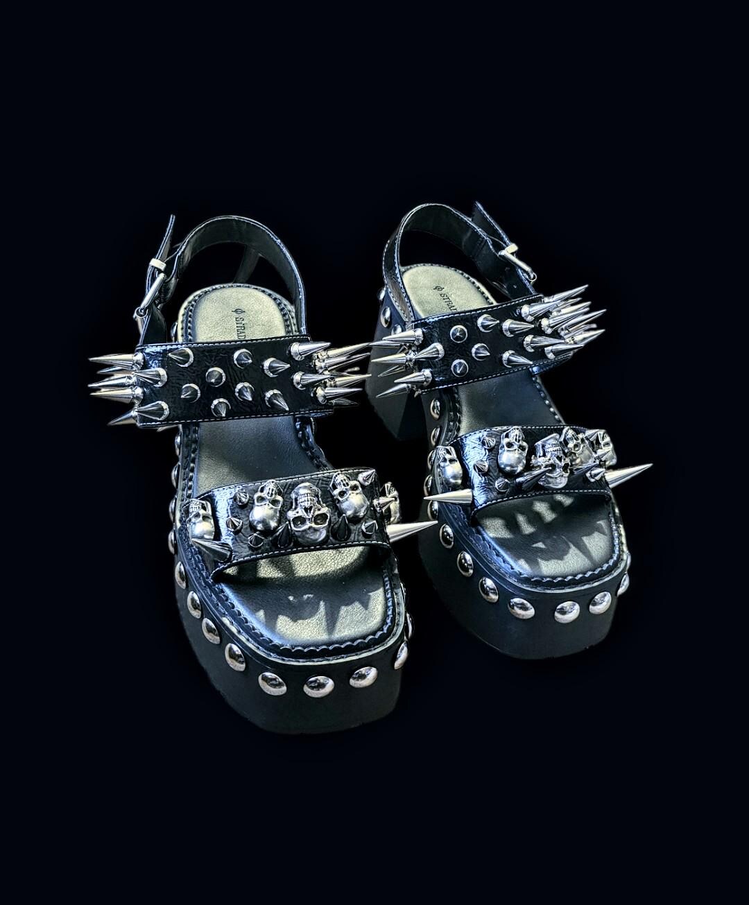 Goth Punk Platform Sandle/ Spiked Goth Sandle - Etsy