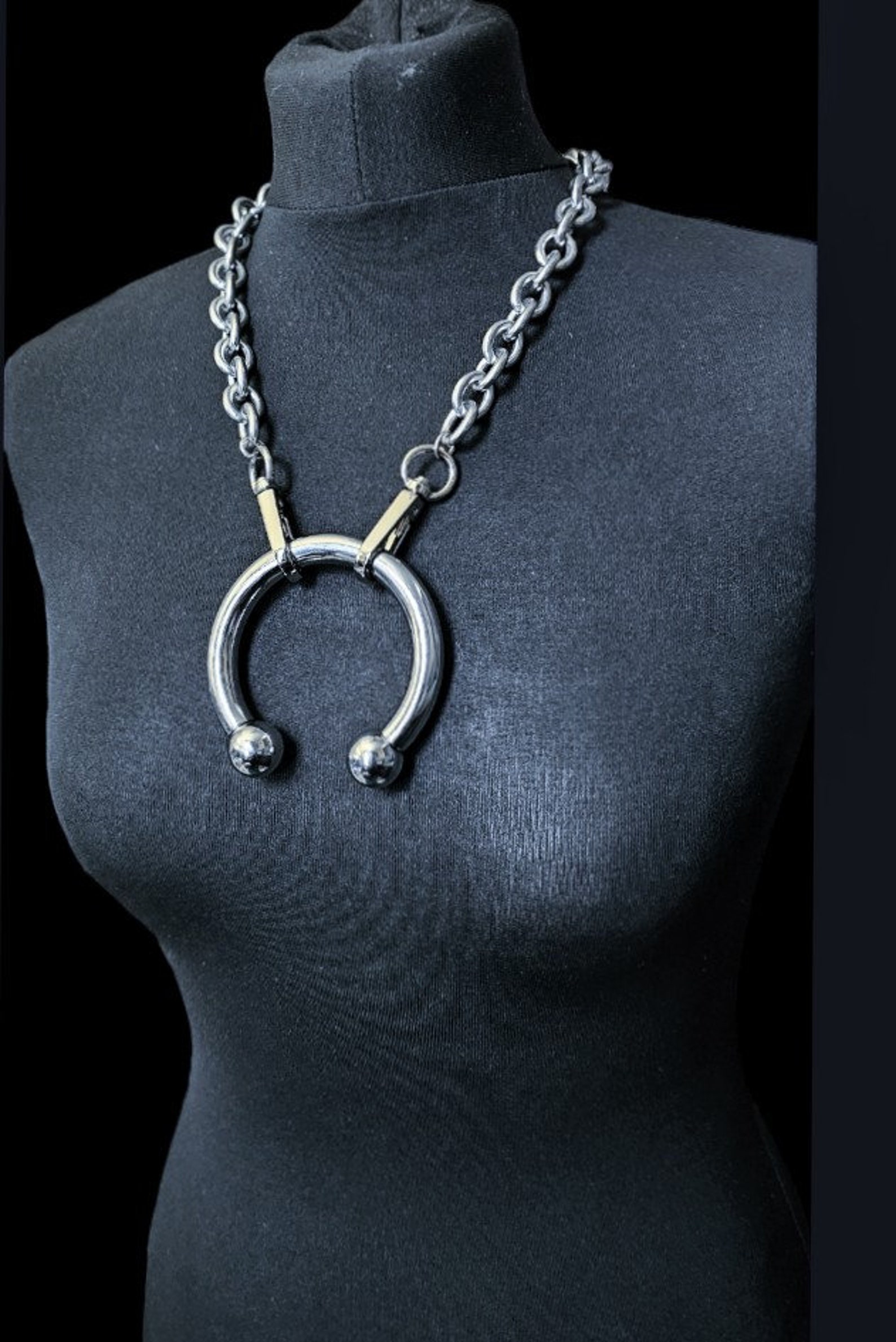 Horseshoe Barbell Necklace, Punk Rock Barbell Necklace, Horseshoe ...