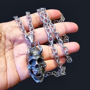 Devil Pendant, Goth Necklace, Skulls With Horns Necklace - Etsy