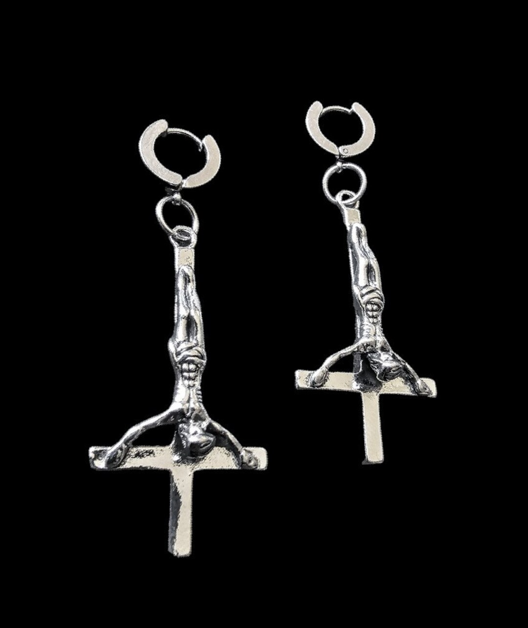 Inverted Cross Earring, Crucifix Earring Inverted Crucifix - Etsy