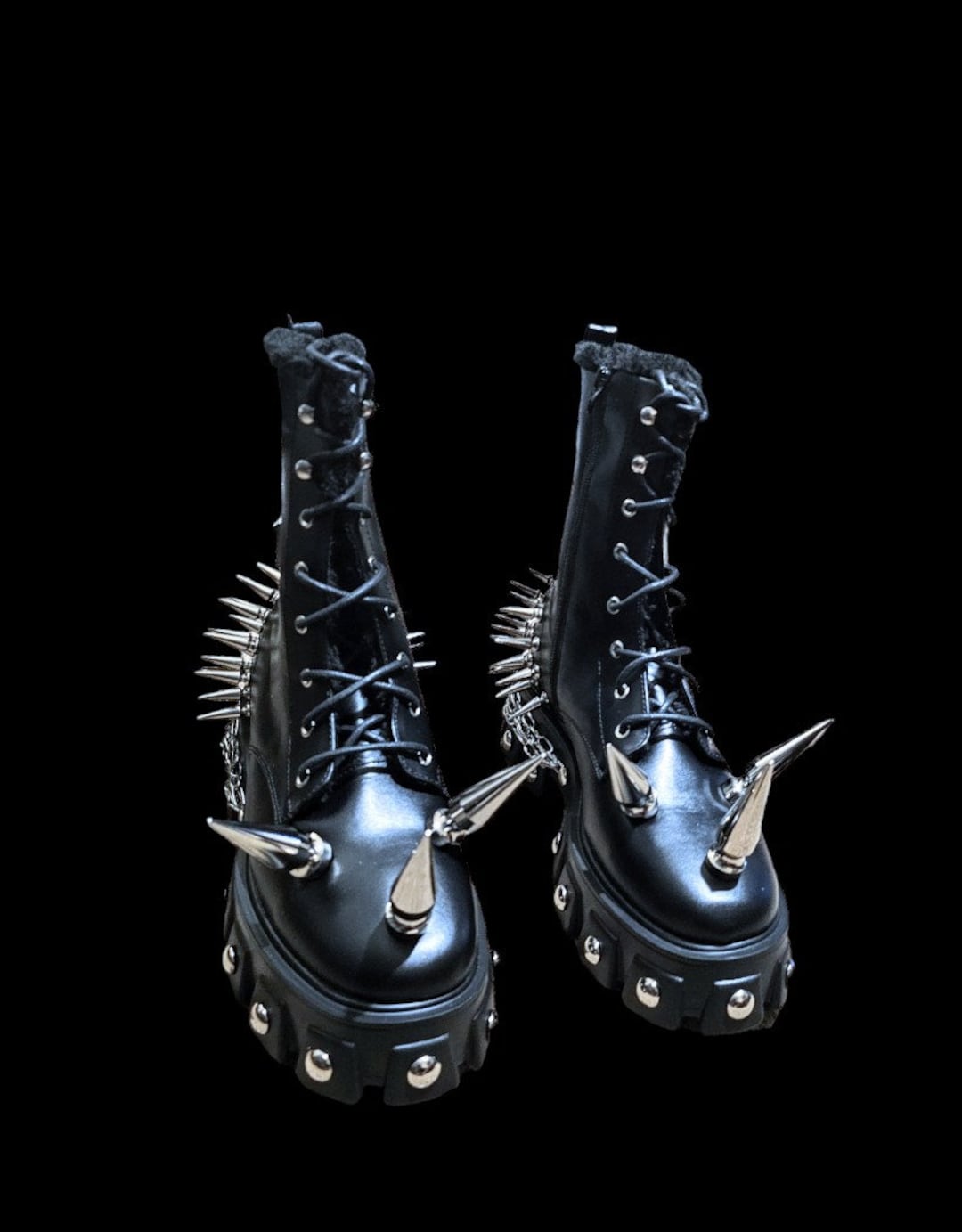 Goth Boots / Punk Platform Boots/ Spiked Goth Boot /knee Length Boots ...