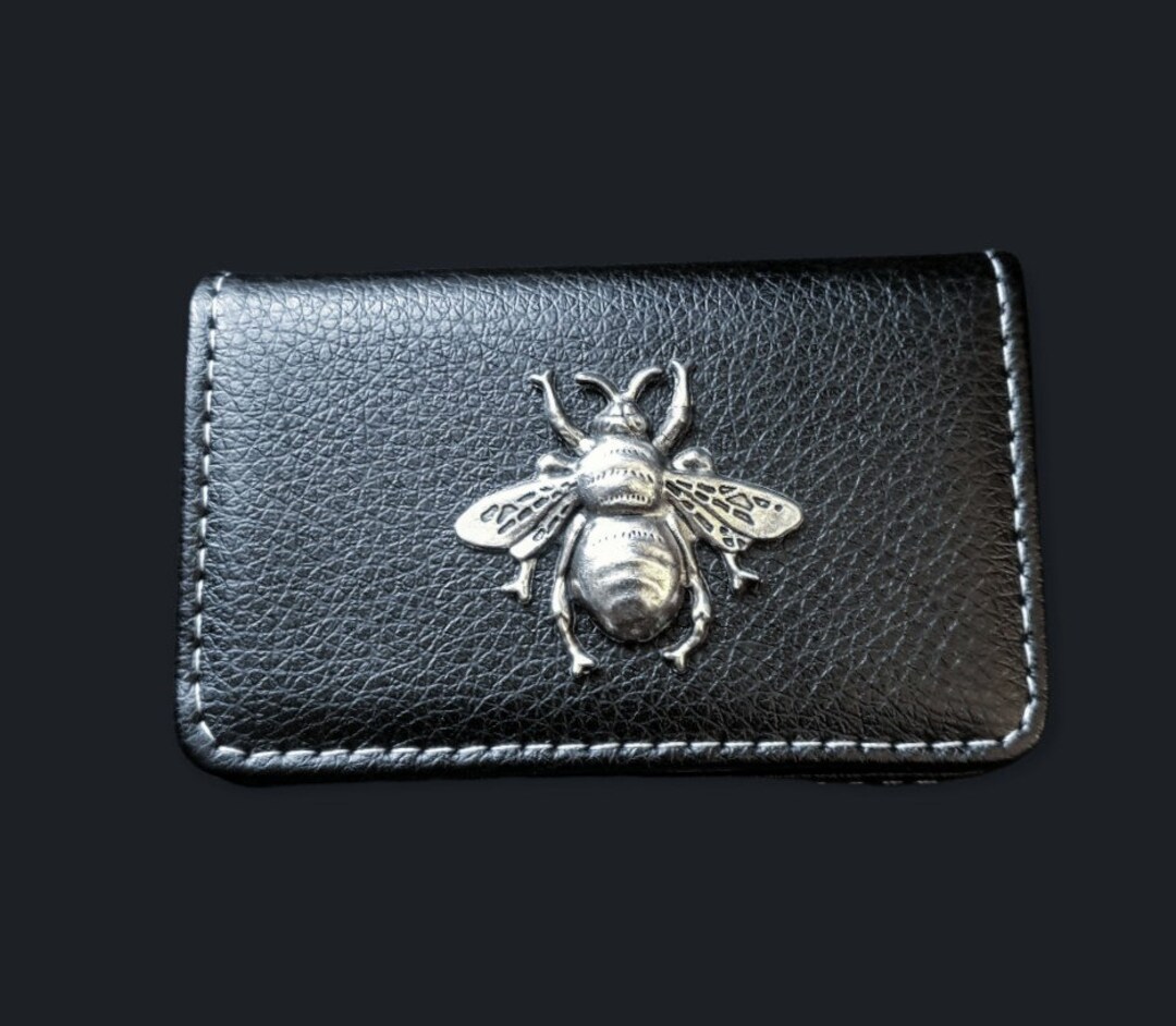 Bee Business Card Holder- Credit Card Holder - Leather Card Case ...