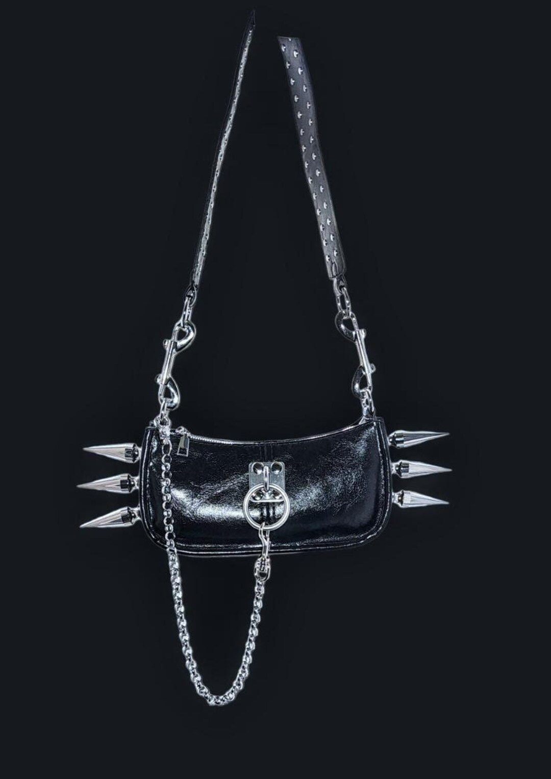 Spiked Shoulder Bag, Black Crossbody Bag, Goth Shoulder Bag, Punk Rock ...