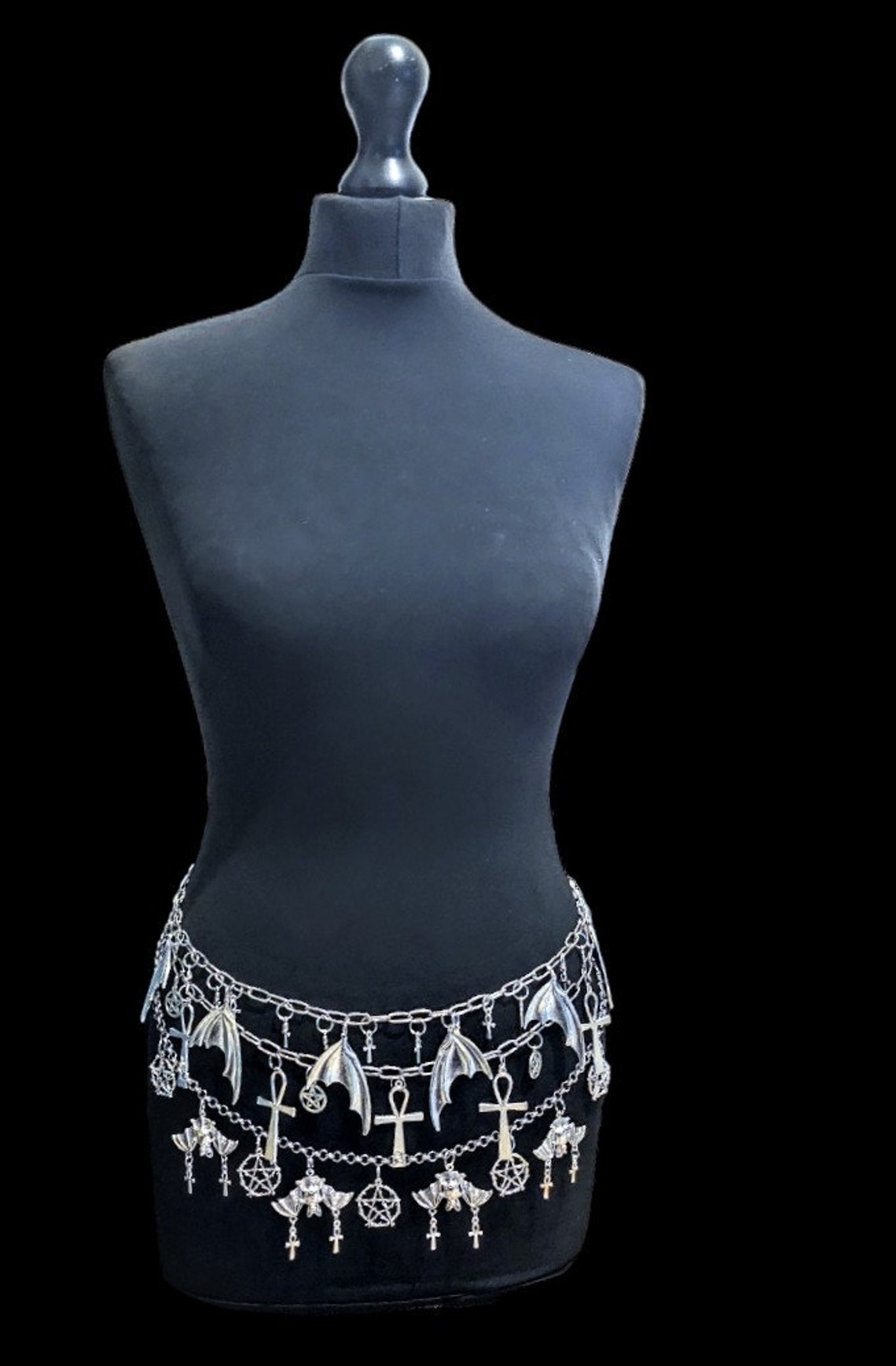Ankh Waist Chain, Bat Belt, Bat Wings Belt ,goth Pentacle Belt, Chain ...