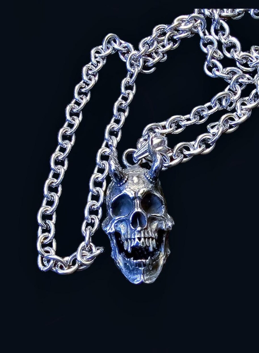 Devil Pendant, Goth Necklace, Skulls With Horns Necklace - Etsy