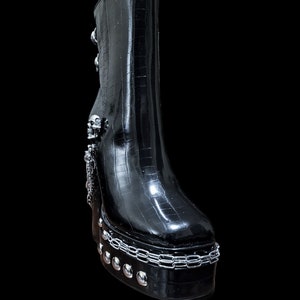 Goth Boots / Punk Platform Boots/ Spiked Goth Boot /knee Length Boots ...