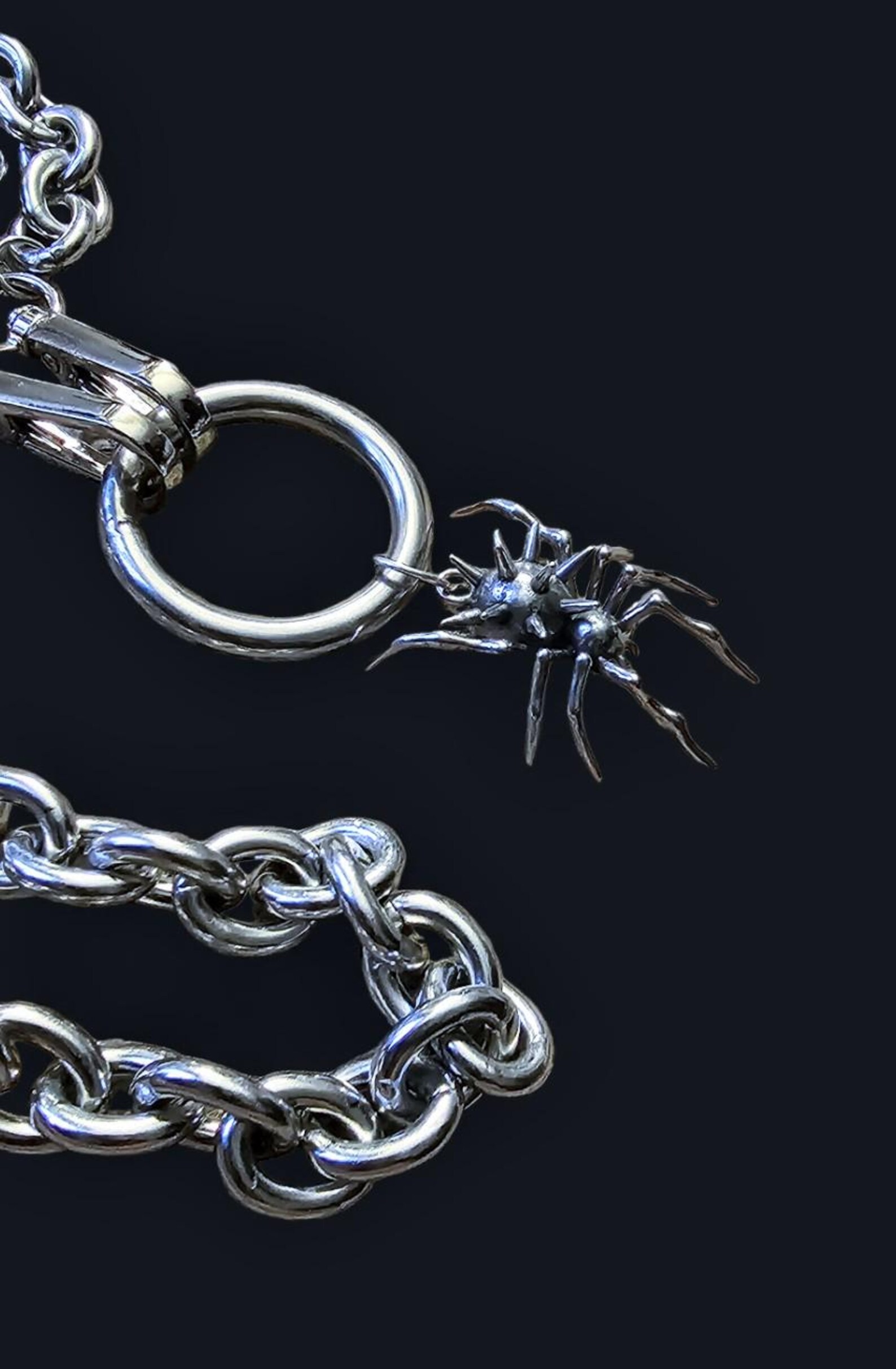 Spider Necklace, Heavy Stainless Steel Chains Necklace, Goth Necklace ...