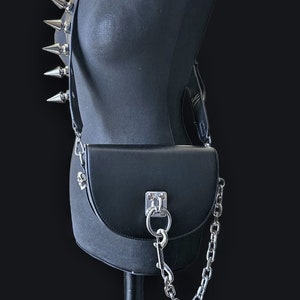 Goth Shoulder Bag, Black Crossbody Bag, Spike Bag, Punk Bag, PU Leather ...