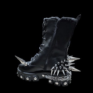 Goth Boots / Punk Platform Boots/ Spiked Goth Boot /knee Length Boots ...