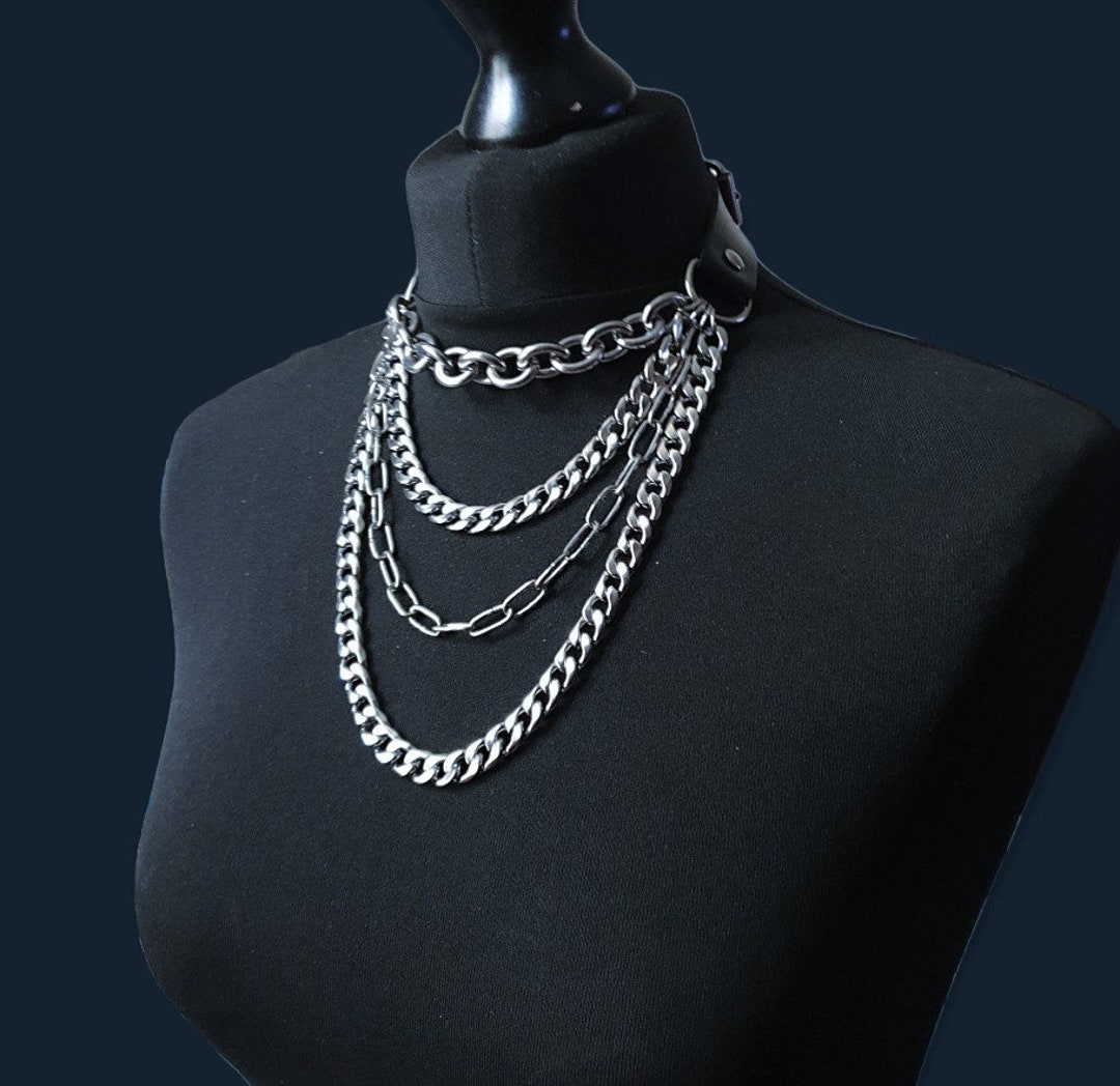 Heavy Stainless Steel Chains Choker/goth Necklace/chain Choker/goth ...
