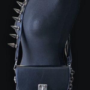 Goth Shoulder Bag, Black Crossbody Bag, Spike Bag, Punk Bag, PU Leather ...