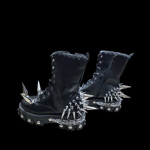 Goth Boots / Punk Platform Boots/ Spiked Goth Boot /knee Length Boots ...