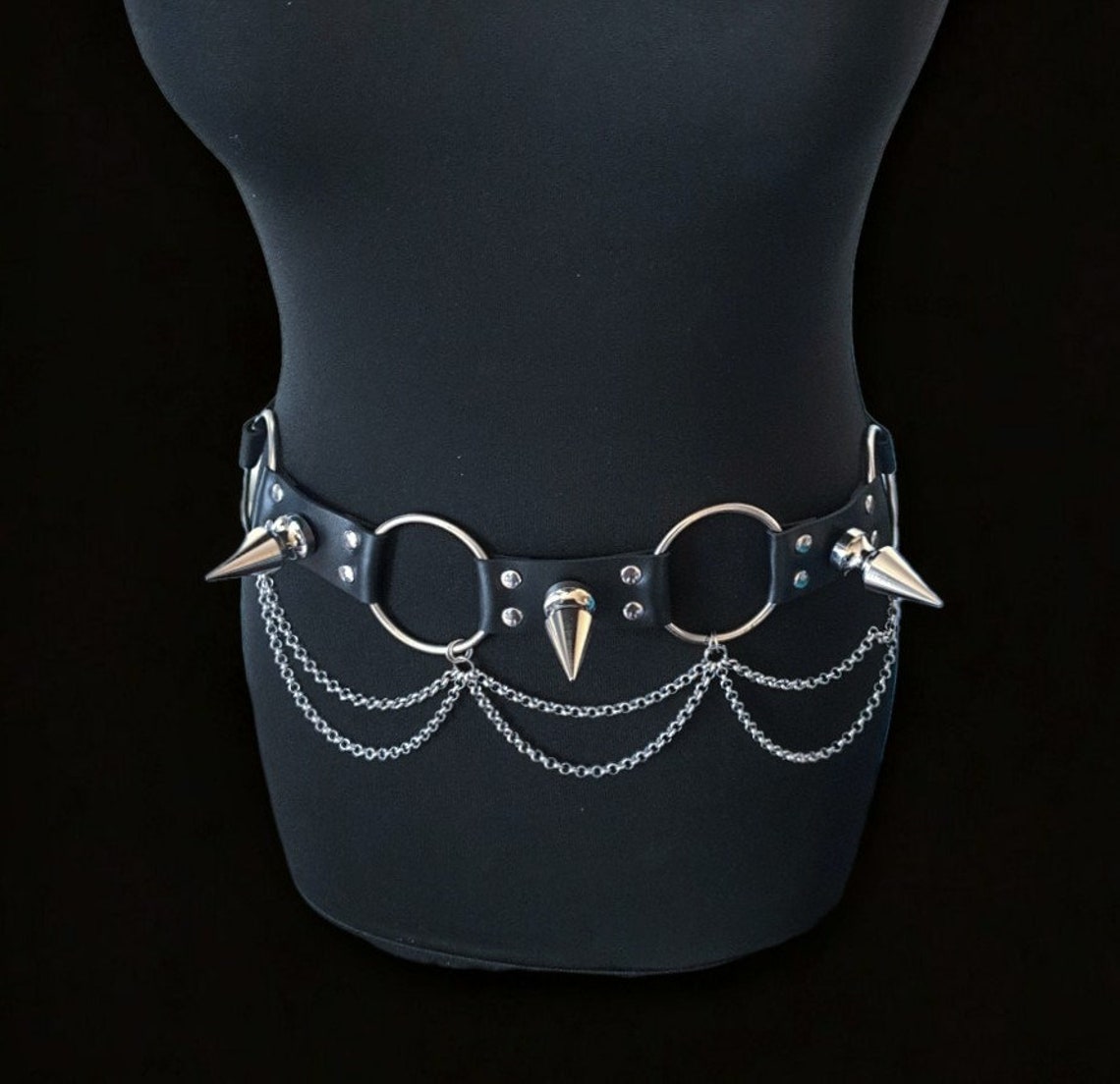 Black Spike Belt Goth Spiked Belt Black Body Belt - Etsy