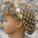 SHORT HAIR Metallic Gold Hair Snood With Pearl Beads With Gold Metal ...