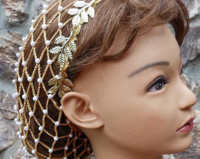 Hair 1-2 Inches BELOW Shoulders Beaded Metallic Gold Renaissance ...