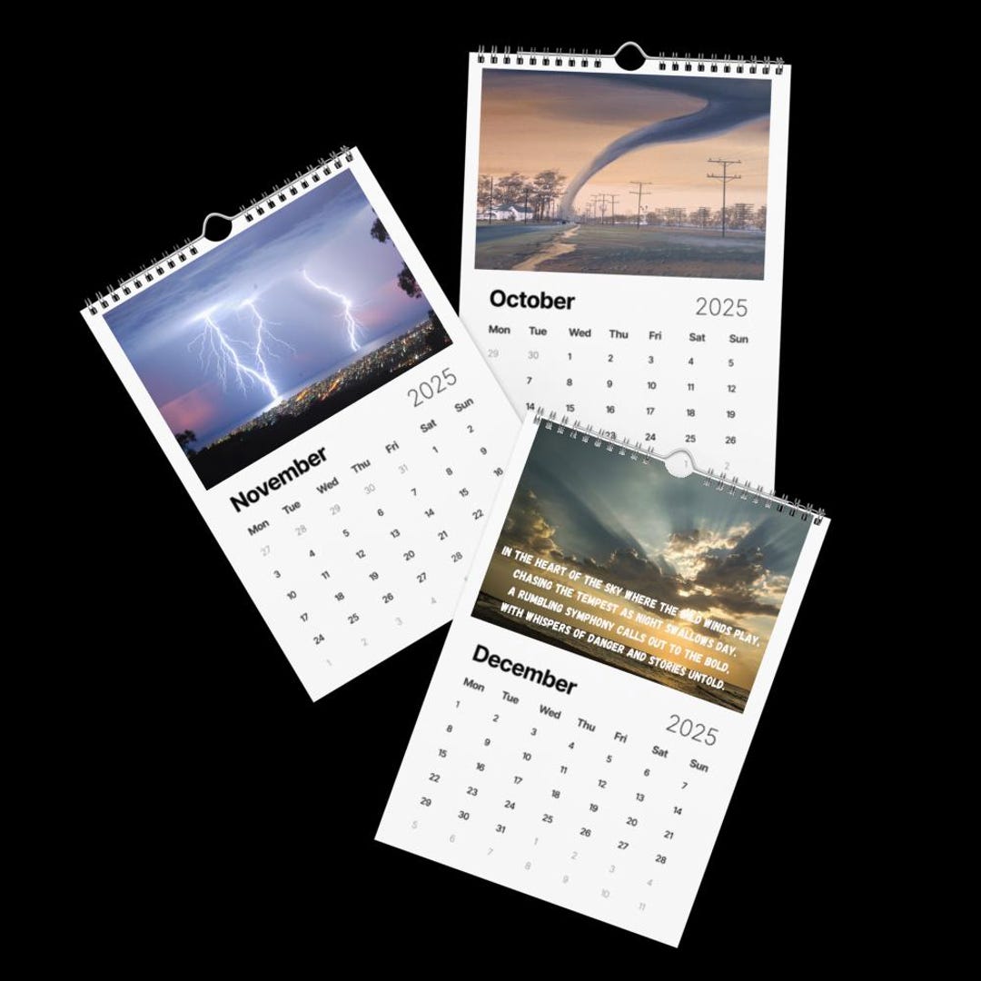 Wall Calendar (2025) Storm Chaser Weather Storm Tornado Hurricane ...