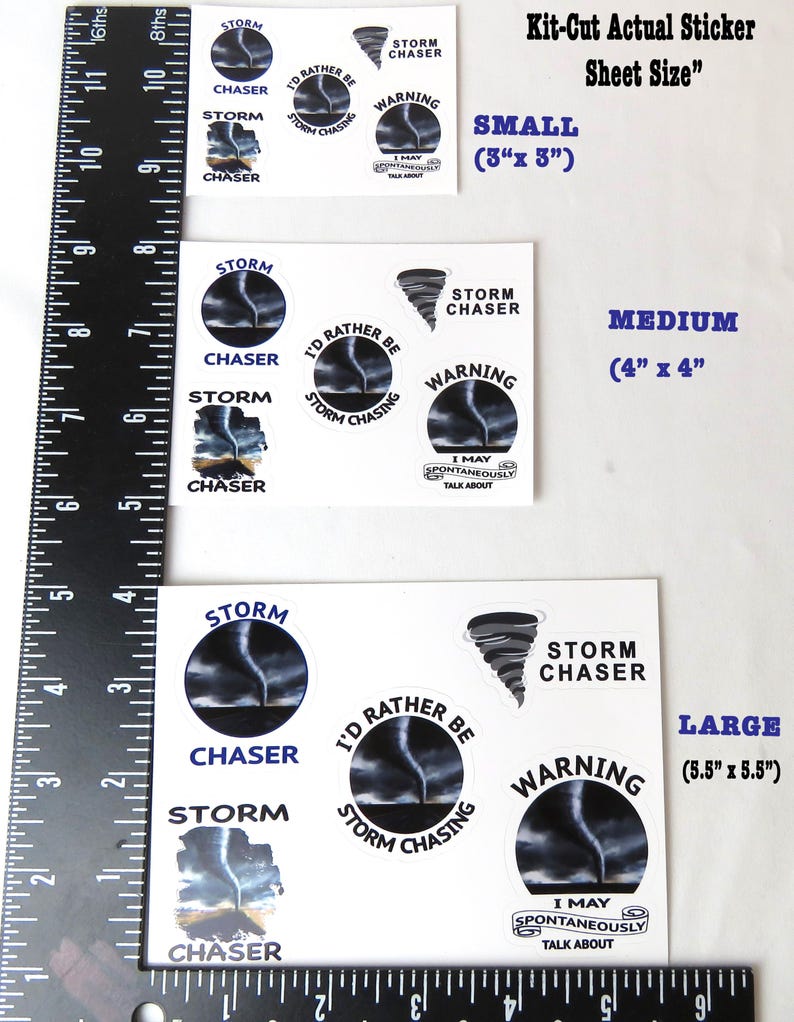 STORM CHASER Weather Tornado Hurricane Sticker Pack/sheet Bubble-free ...