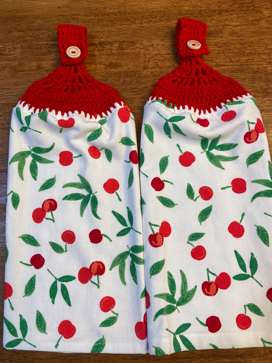 Cherry Dish Towels, Set of Two Cherry Dish Towels, Crocheted Dish ...