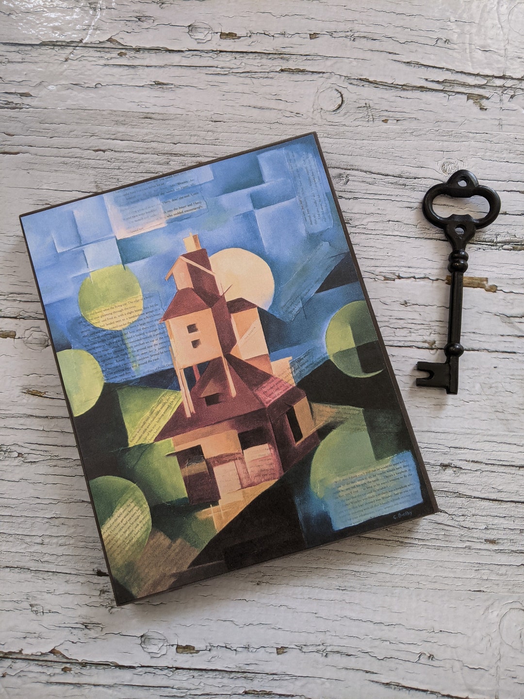 Rustic Wood Burrow Sign: Abstract Wizard House Art (8x10 Inches) - Etsy