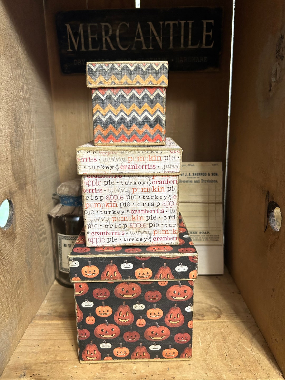 Primitive Halloween Shaker Boxes ~ Primitive Hat Boxes ~ Primitive ...