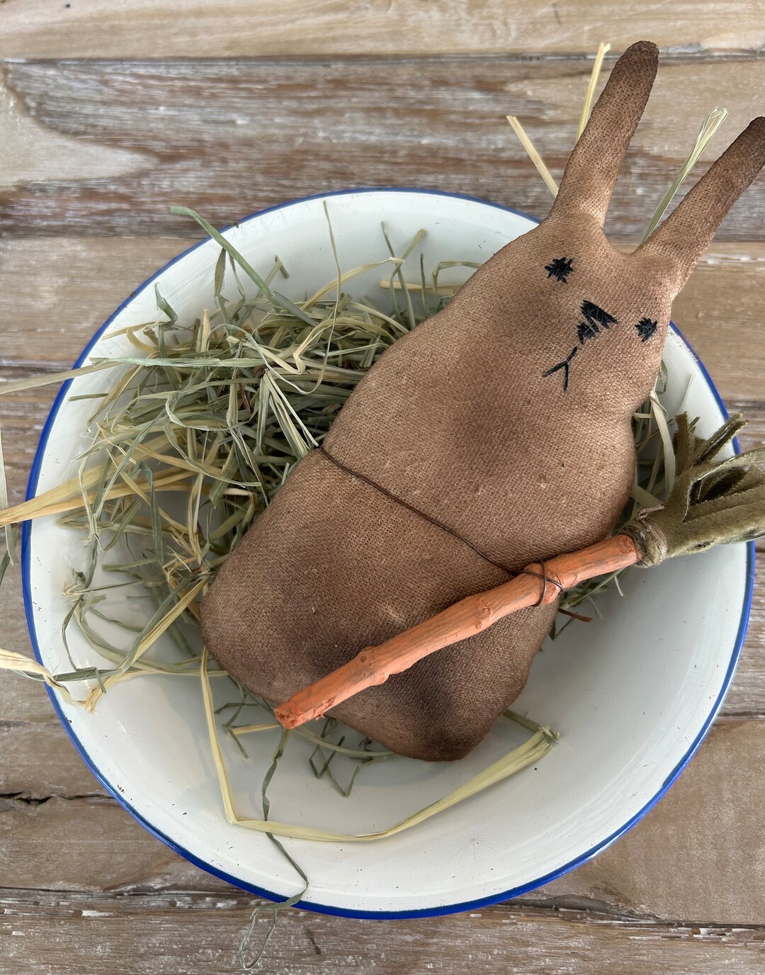 Primitive Folk Art Easter Bunny~grungy Bunny~handmade Bunny~primitive ...