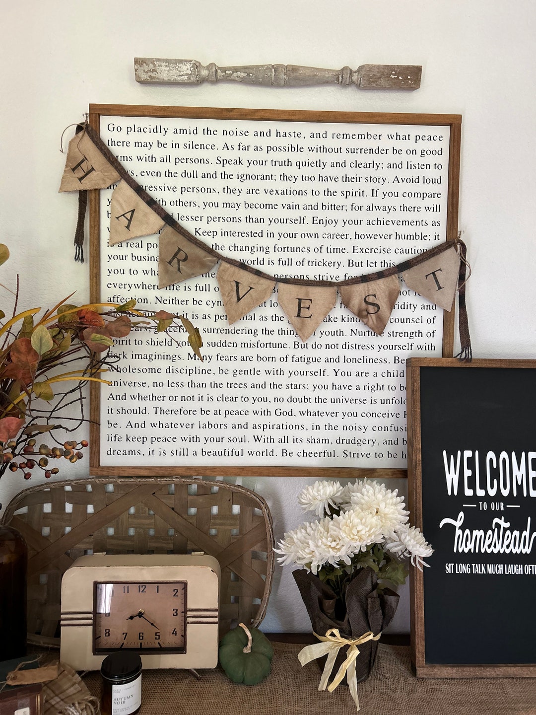 HARVEST Garland Banner Primitive Garland Primitive Autumn Primitive ...