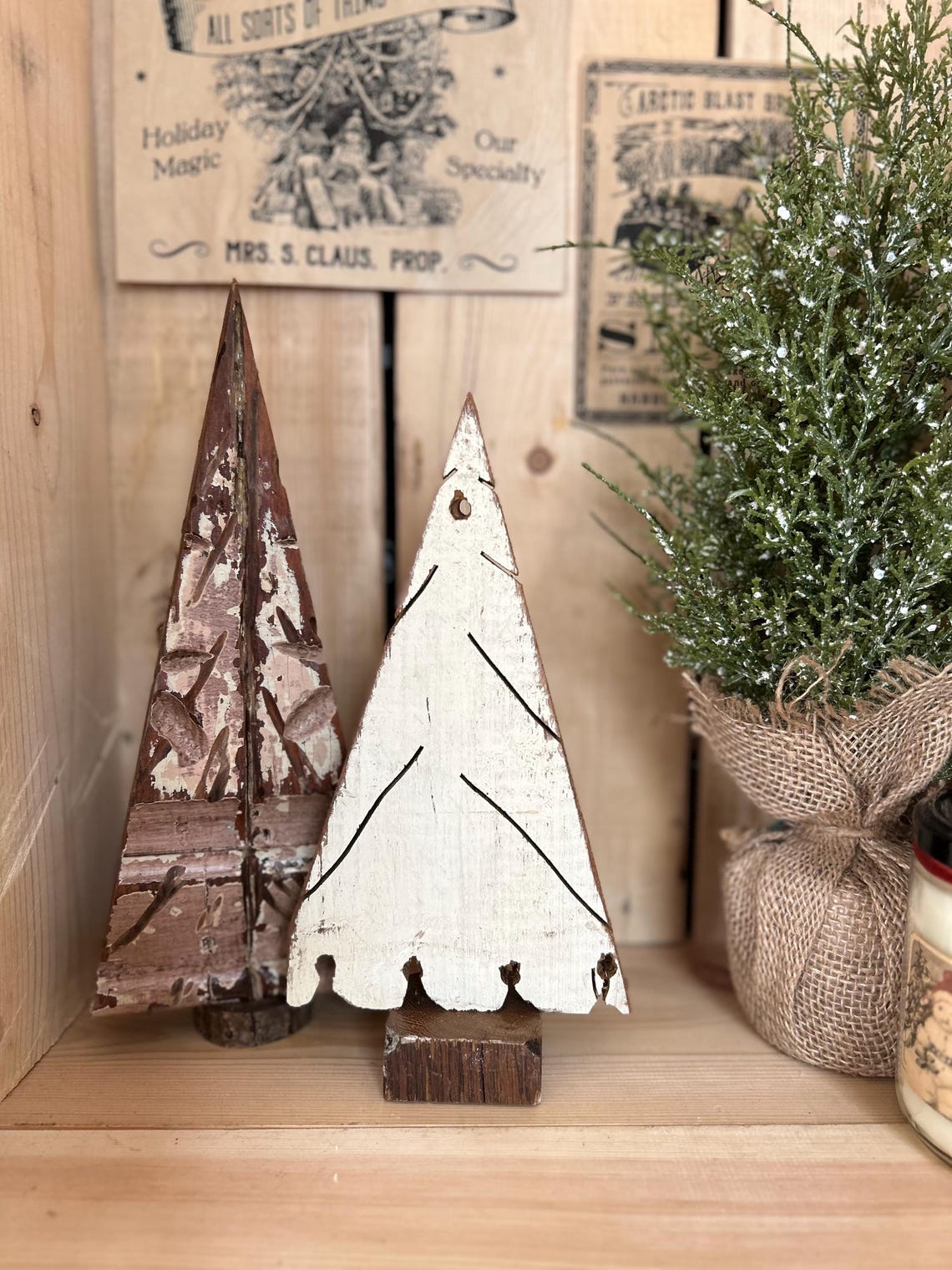 Farmhouse Christmas Vintage Christmas Decoration Antique Painted Chippy ...