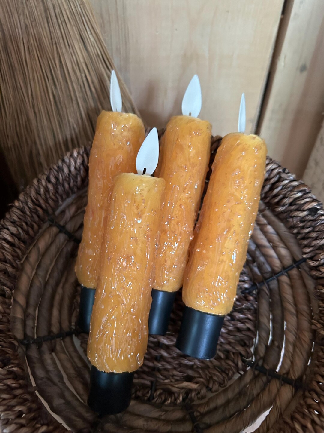 Autumn Harvest Primitive Battery Operated Candlestick ONE~ Primitive ...