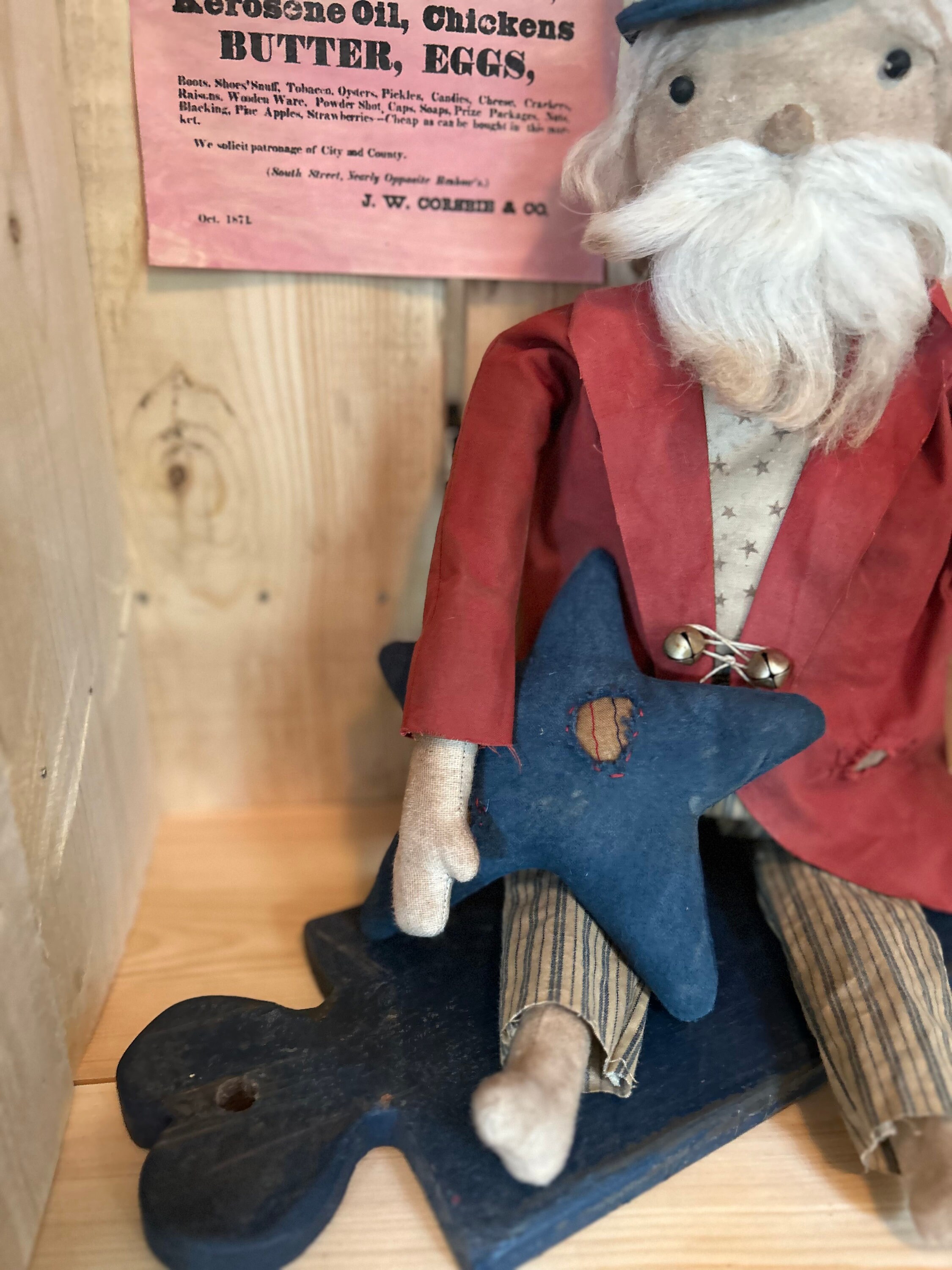 Primitive Rag Stuffed Uncle Sam With Star Primitive Grungy Uncle Sam ...