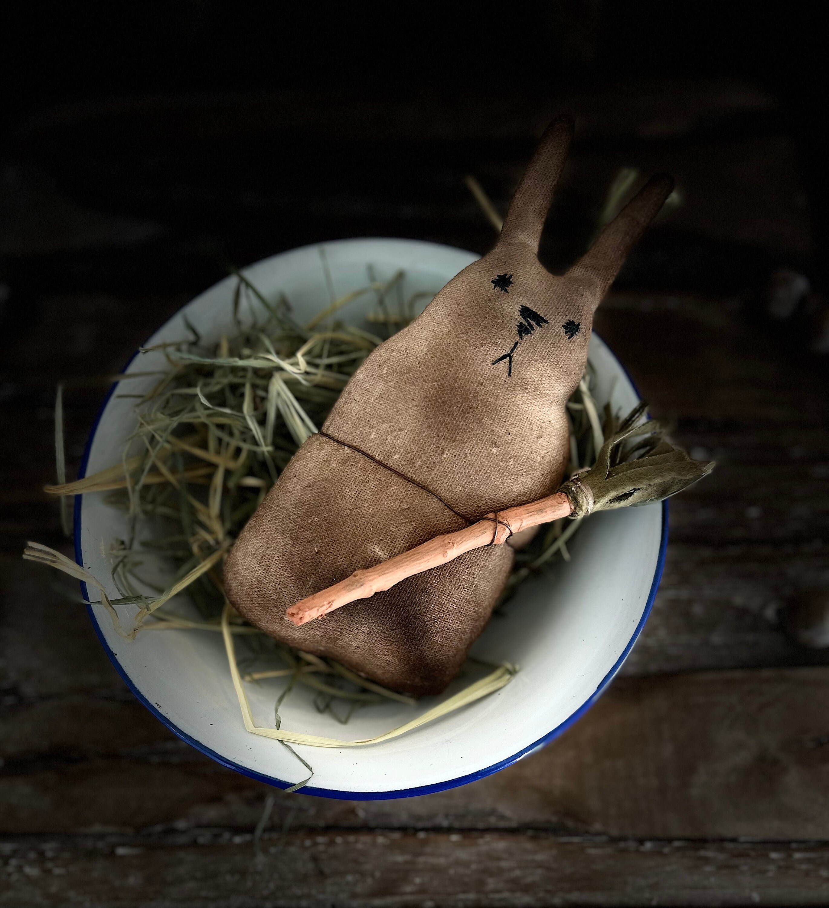 Primitive Folk Art Easter Bunny~grungy Bunny~handmade Bunny~primitive ...