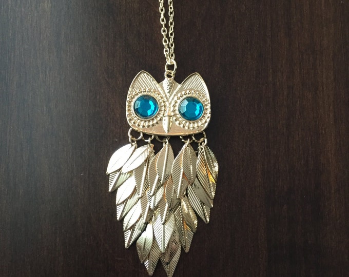 Gold owl necklace turquoise owl necklace gold owl turquoise | Etsy