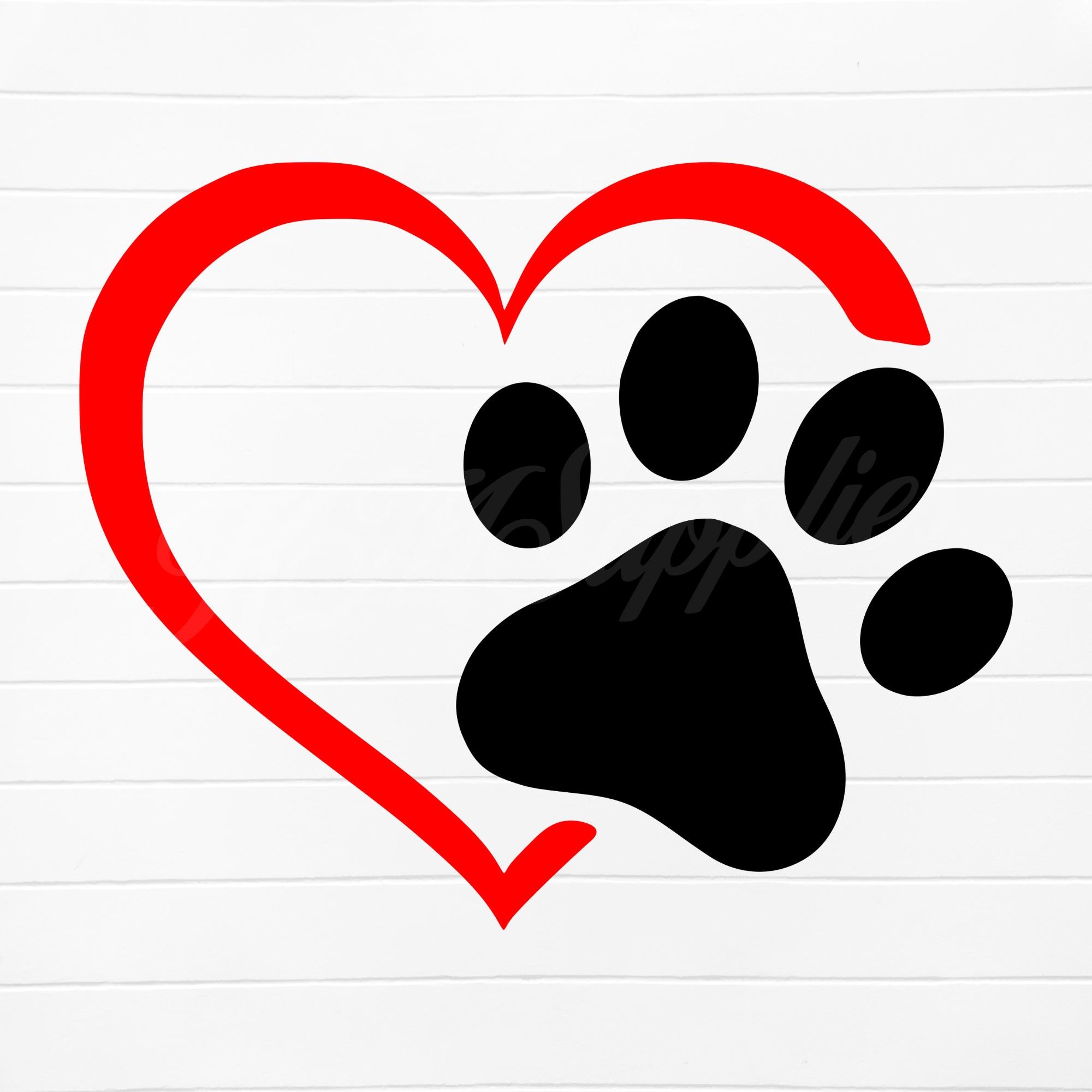 Dog Paw Heart Svg, Dog Paw Heart Png, Heart and Dog Paw Png, Paw Print ...