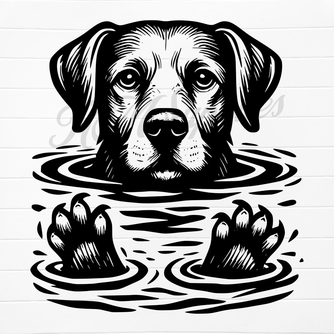 Dog Pool Design Svg, Dog Silhouette Png, Lazy Dog Svg, Dog in Water ...