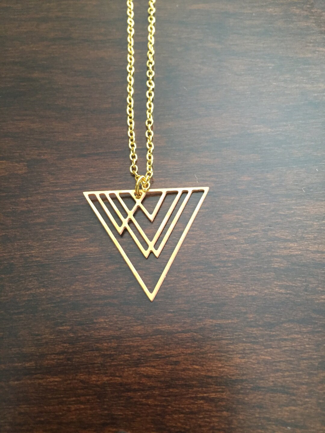 Gold Triangle Necklace, Gold Triangle, Triangle Pendant, Triangle ...