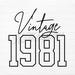 Vintage 1981, Vintage 1981 Svg, Vintage 1981 Png, 1981 Vintage, 1981 ...