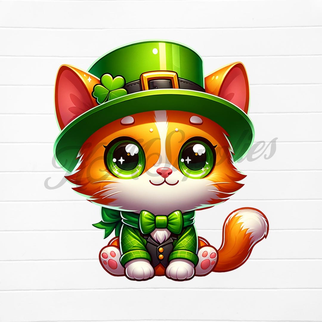 St Patricks Day Cat Png, St Patrick Cat Design Png, St Patricks Day Cat ...