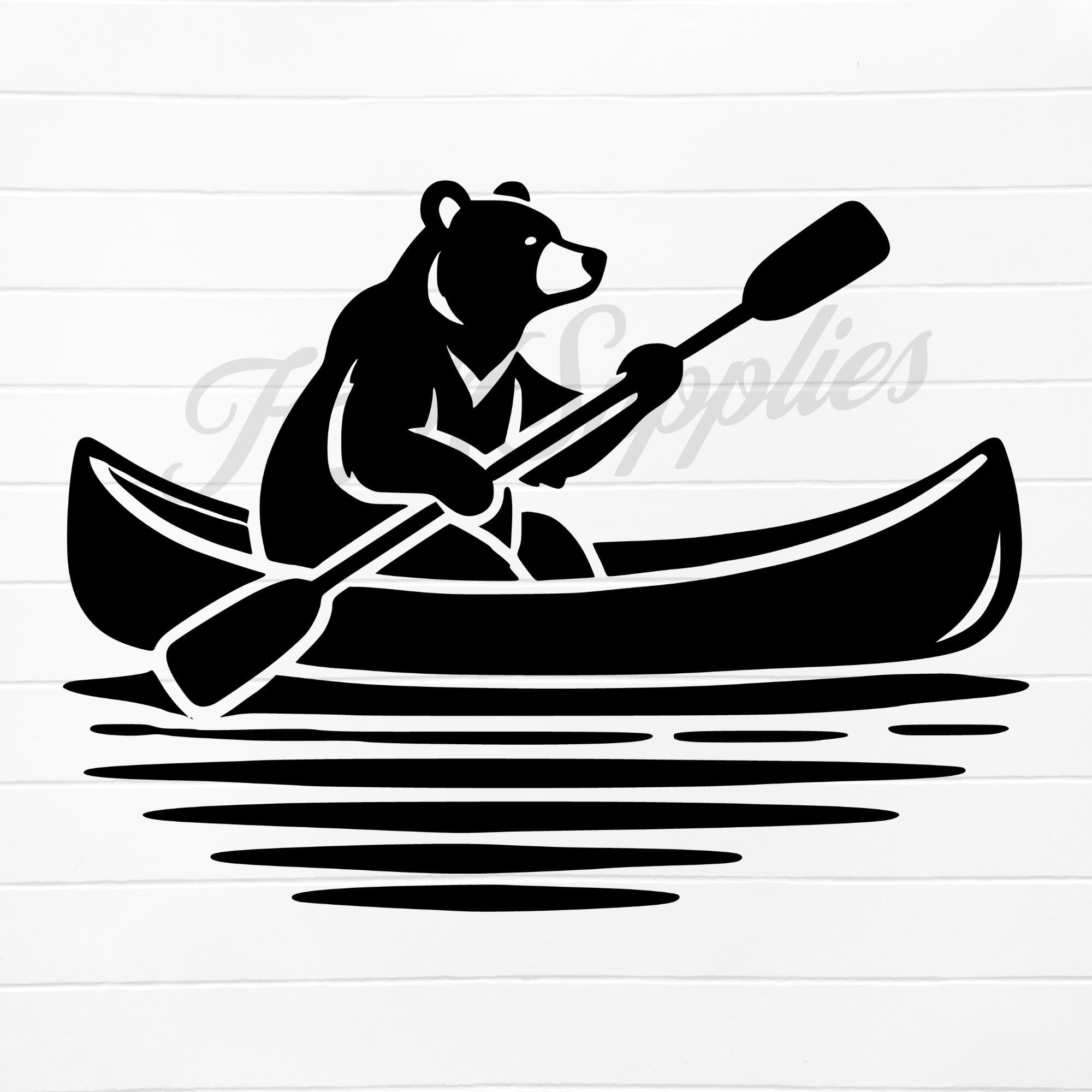 Bear in Canoe, Bear Canoe, Bear Camping Svg, Bear Png Cricut, Bear Png ...