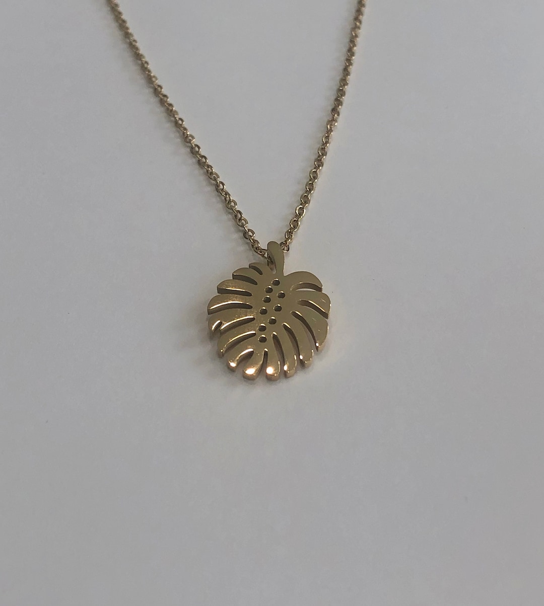 Monstera Necklace, Monstera Jewelry, Monstera Pendant, Monstera, Gold Leaf Necklace, Gold Leaf ...