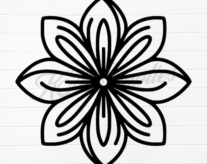 Floral SVG & PNG - Blumen Silhouette - Einfache Blume Line Art zum ...
