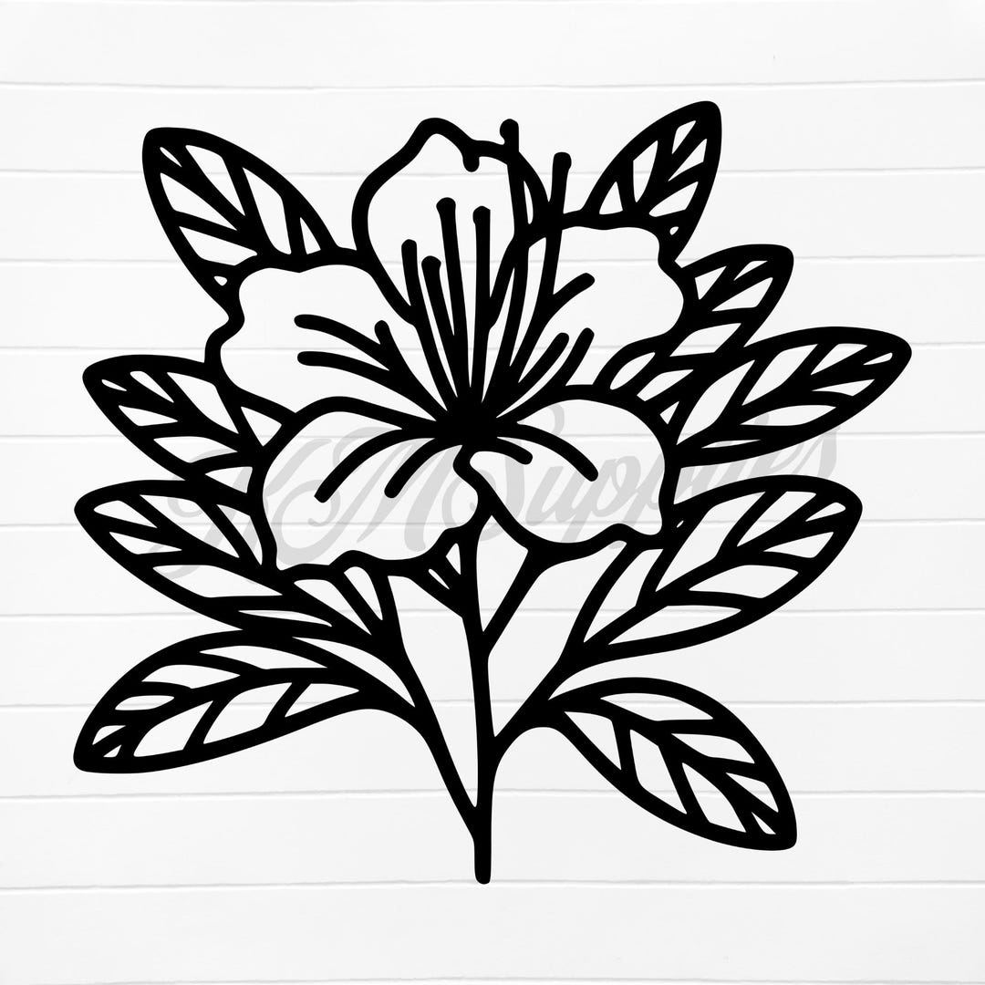 Azalea Line Drawing Png, Flower Line Art Svg, Flower Line Art Png ...