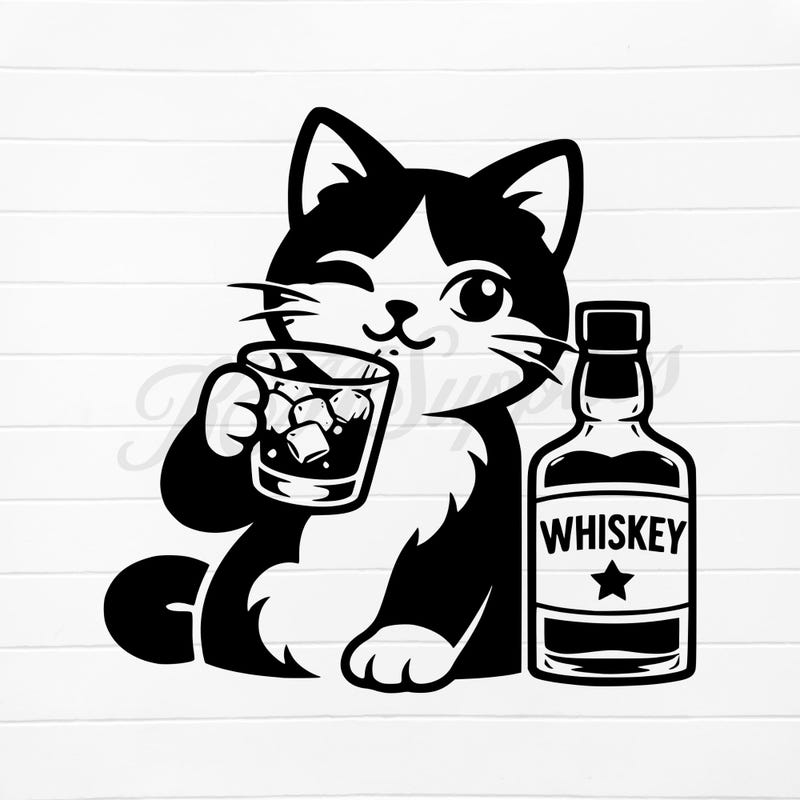 Drunk Cats Drawing - Etsy