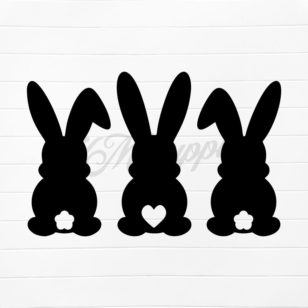 3 Bunnies Png, 3 Bunnies Svg, Silhouette Bunnies, Silhouette Bunny Svg ...
