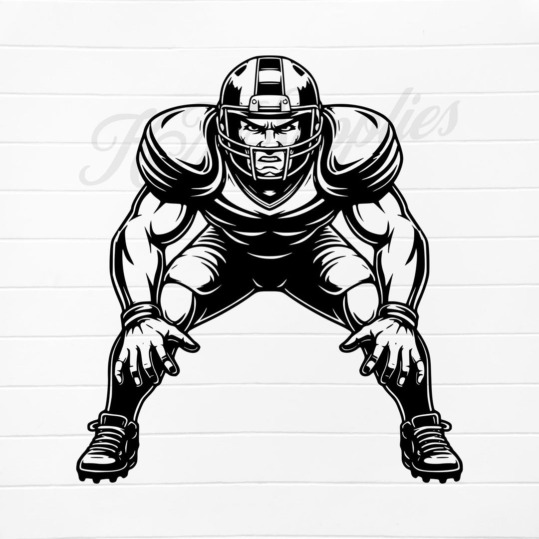 Football Linebacker Boys Svg, Football Player Png, Linebacker in Stance ...
