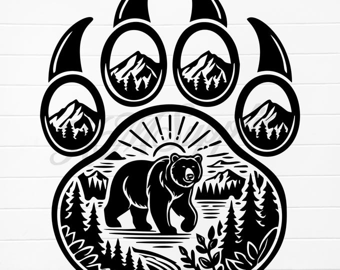 Bear Paw Digital Design: Svg, Pdf, Png, Dxf - Etsy Canada