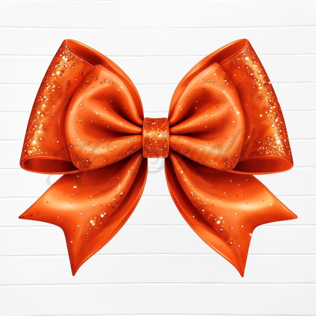 Orange Glitter Bow Png, Orange Bow Png, Orange Bow Clipart, Orange ...